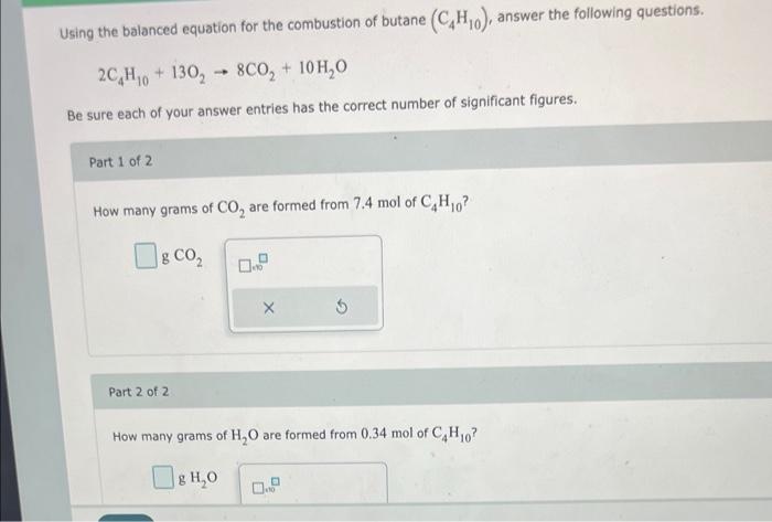 Solved Using the balanced equation for the combustion of | Chegg.com