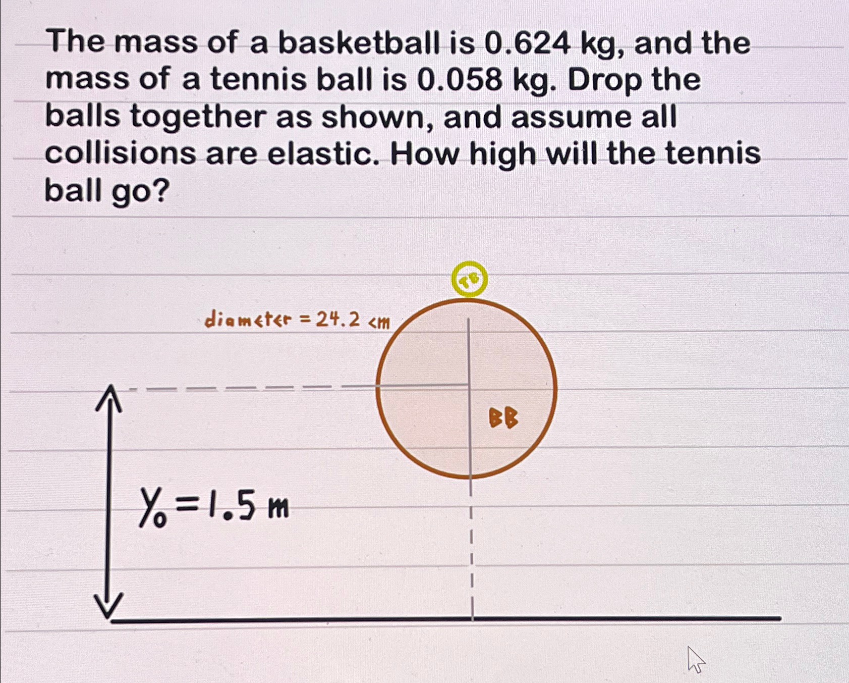 Solved The mass of a basketball is 0.624kg, ﻿and the mass of | Chegg.com