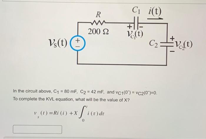 Solved In the circuit above, C1=80mF,C2=42mF, and | Chegg.com