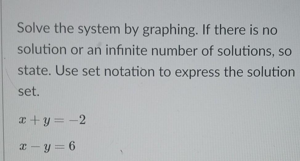 Solved Solve the system by graphing. If there is no solution | Chegg.com