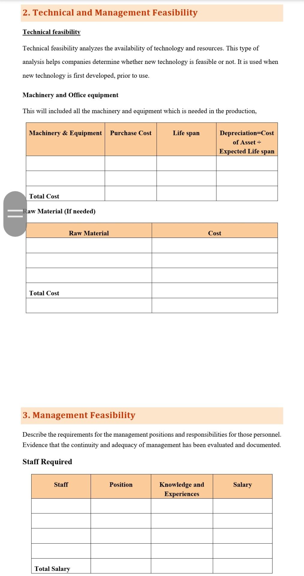 FEASIBILITY STUDY TEMPLATE - Marketing Feasibility - | Chegg.com