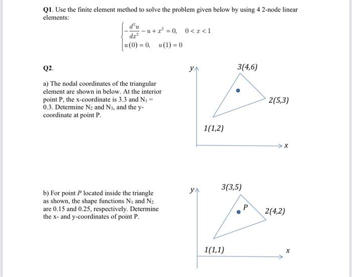 Solved Q1. Use the finite element method to solve the | Chegg.com