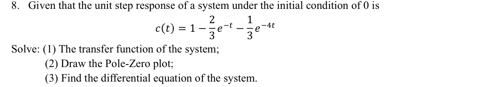 Solved Given that the unit step response of a system under | Chegg.com
