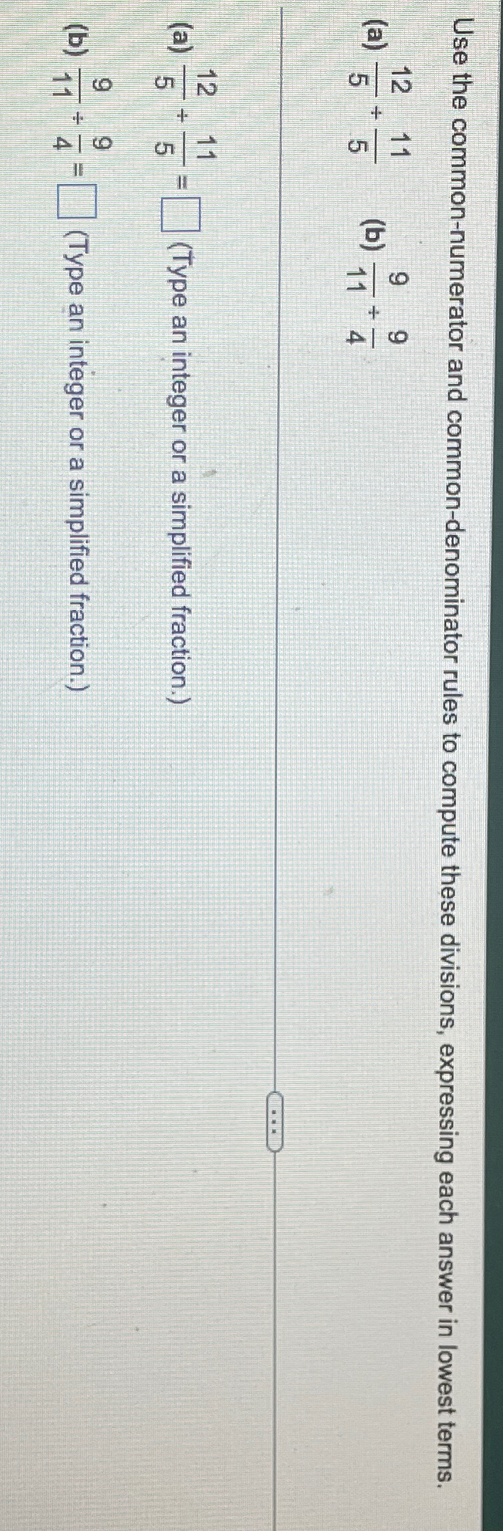 Solved Use the common-numerator and common-denominator rules | Chegg.com
