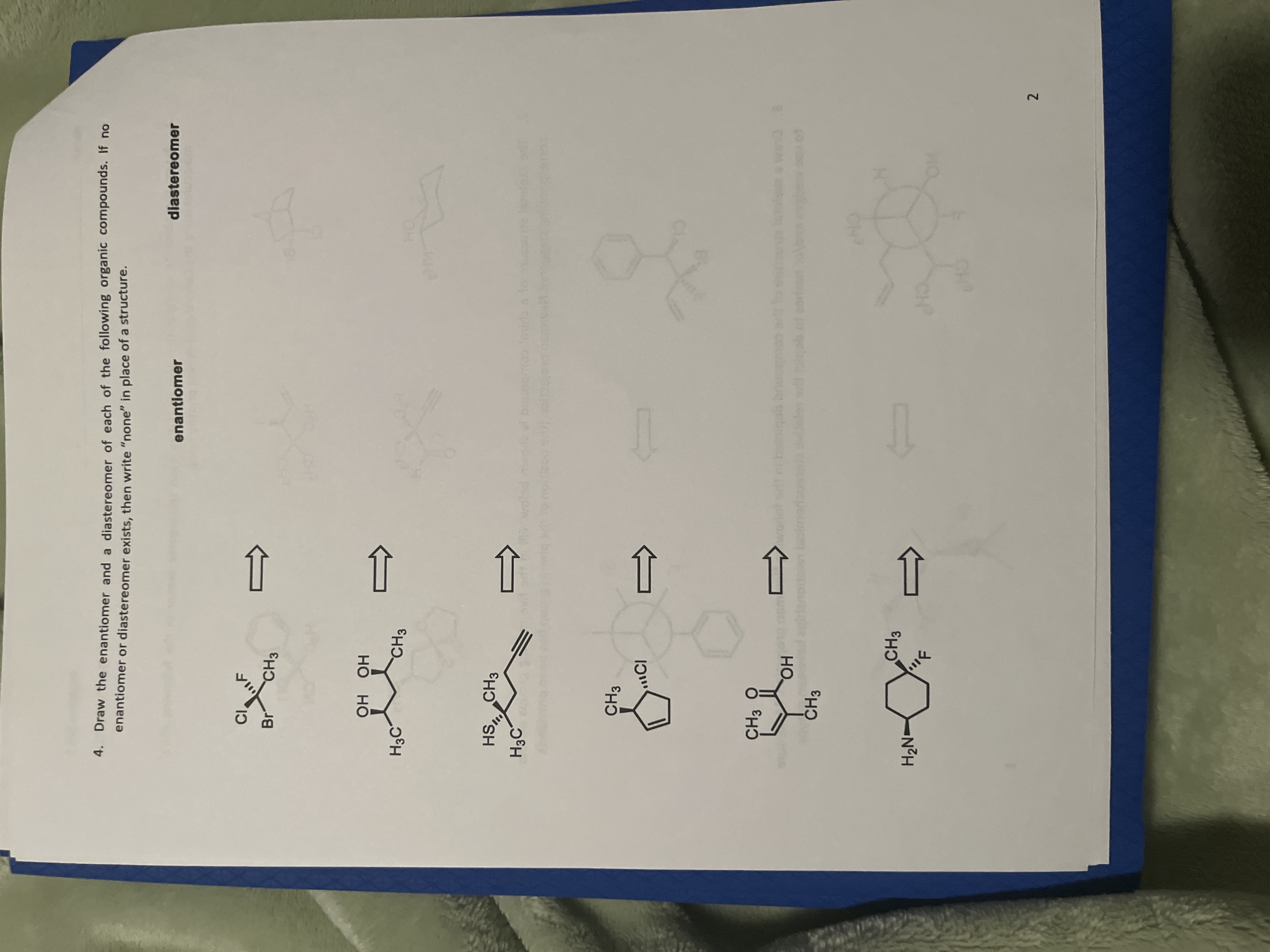 Organic chem problem set 5 4. ﻿Draw the enantiomer | Chegg.com
