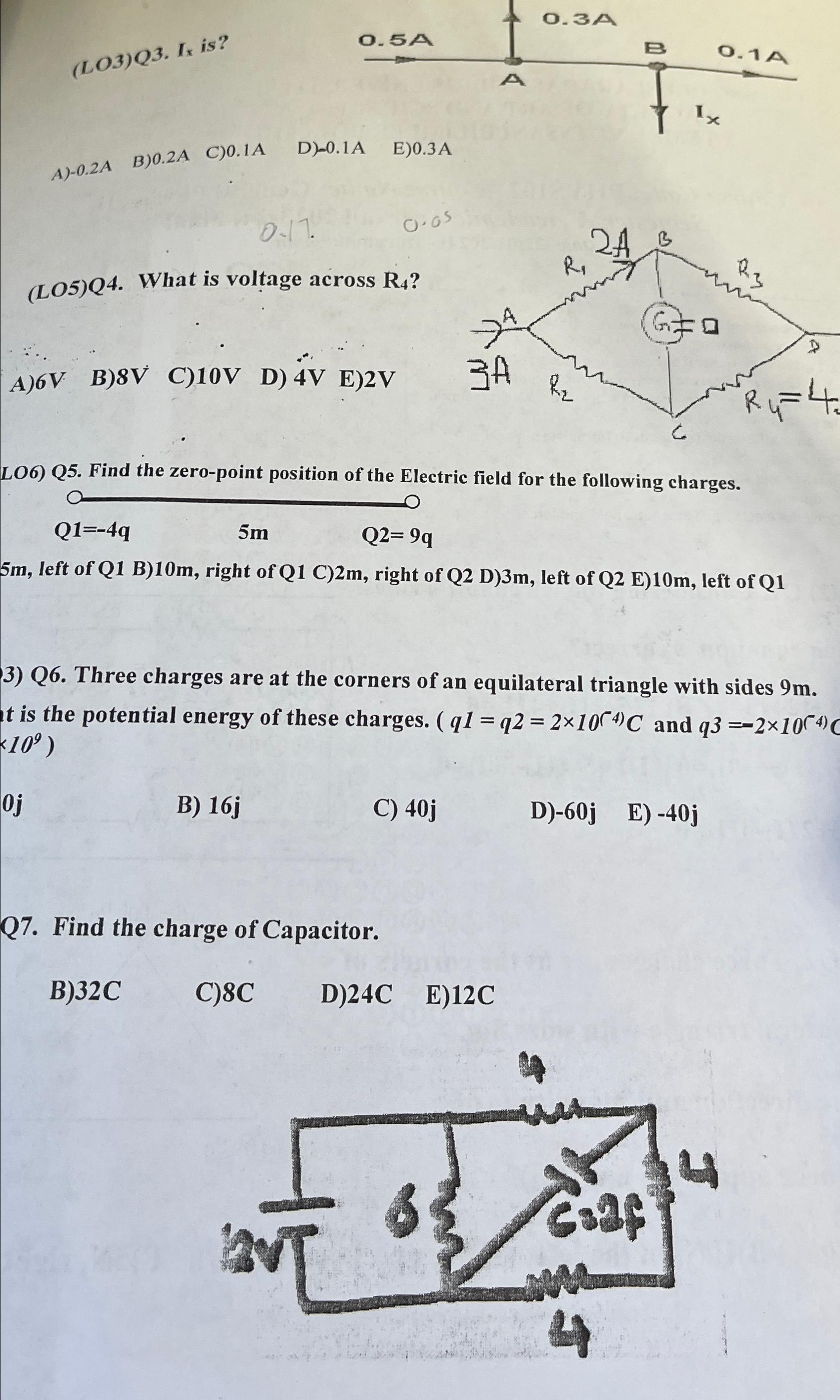 Solved (LO3)Q3.Ix ﻿is? ﻿A(LO5)Q4. ﻿What is voltage across | Chegg.com