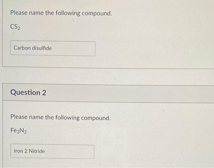 Solved Please name the following compound. CS2 Carbon | Chegg.com