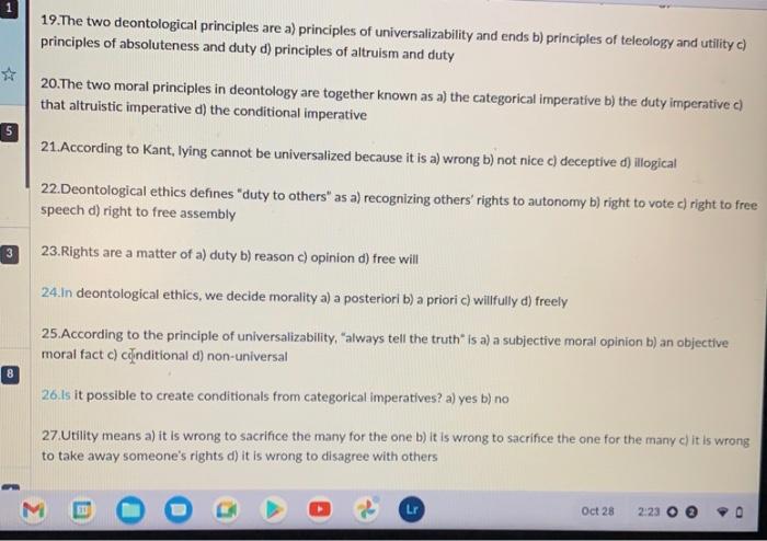 19.The two deontological principles are a) principles | Chegg.com
