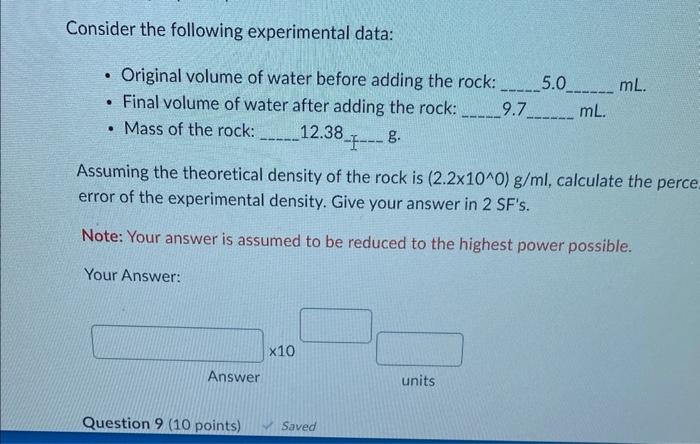 Solved Consider the following experimental data: - Original | Chegg.com