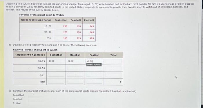Solved According to a survey, basketball is most popular | Chegg.com