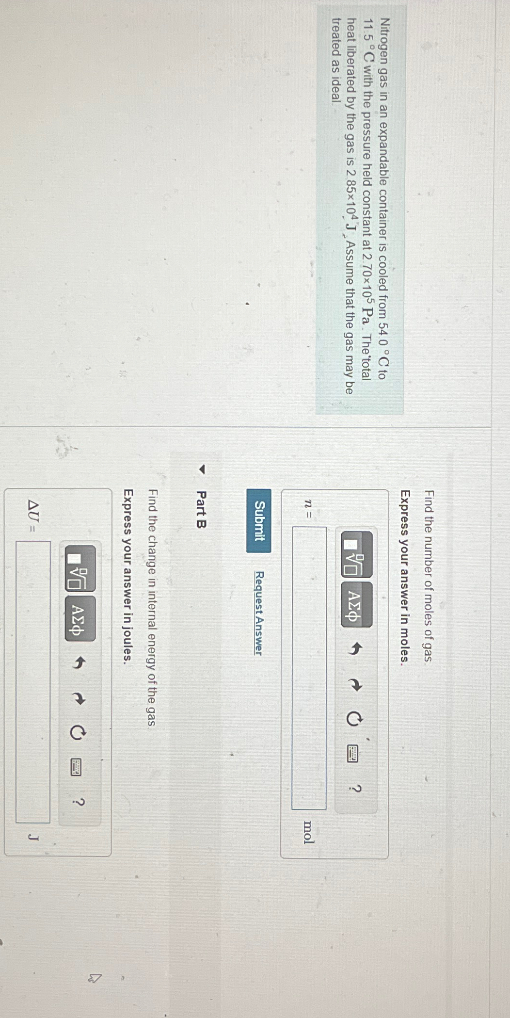 Solved Nitrogen gas in an expandable container is cooled | Chegg.com