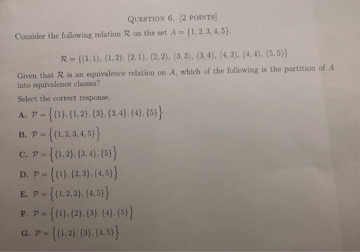 Solved QUESTION 6. (2 POINTS) Consider the following | Chegg.com
