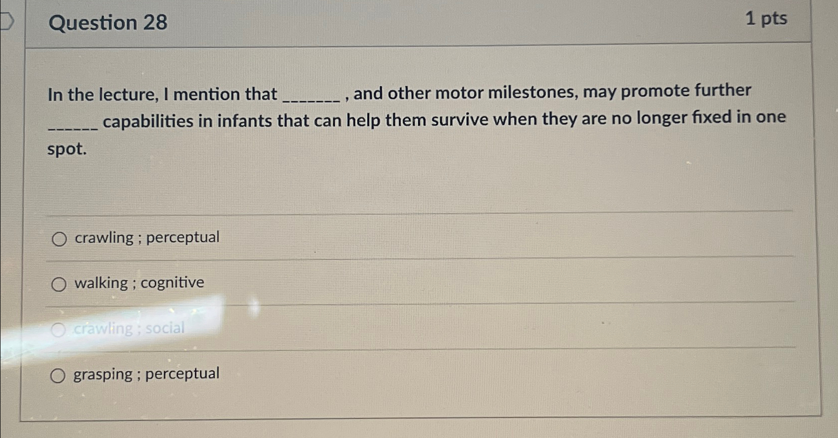 Solved Question 281 ﻿ptsIn the lecture, I mention that | Chegg.com