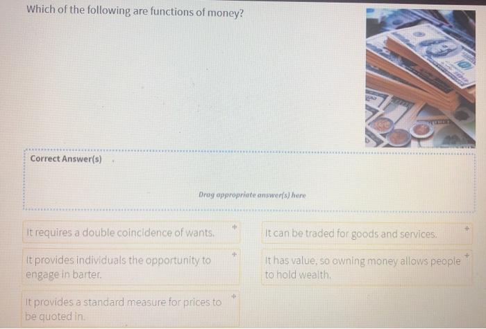 Solved Which of the following are functions of money? IZ | Chegg.com