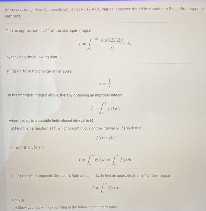 Solved (Numerical Integration Composite Simpson's Rule), All | Chegg.com