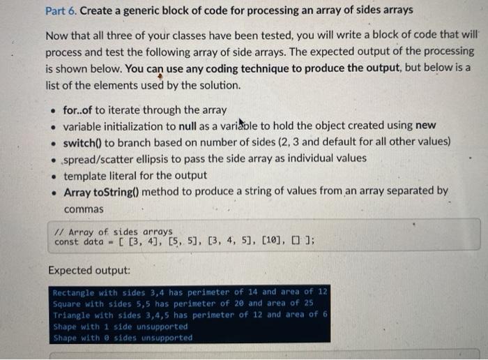 Solved Part 6. Create a generic block of code for processing | Chegg.com