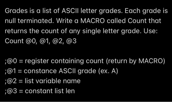 Grades is a list of ASCII letter grades. Each grade | Chegg.com