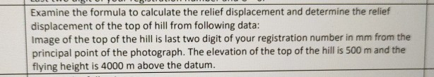 Solved Examine the formula to calculate the relief | Chegg.com