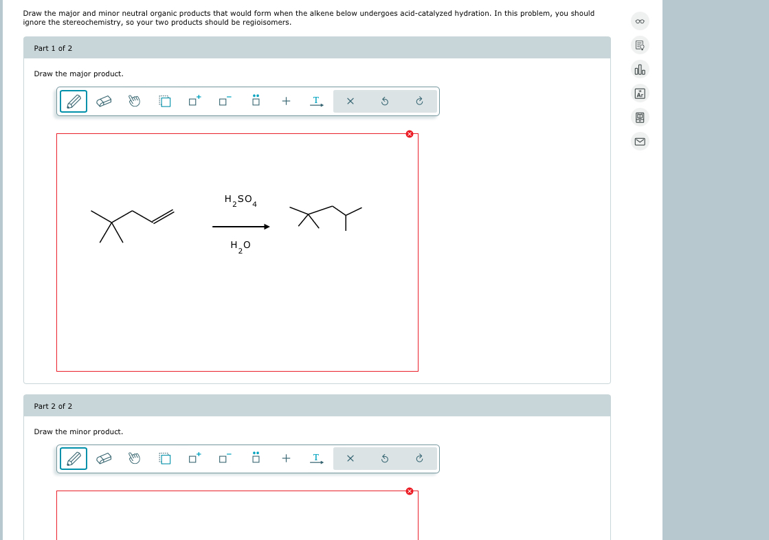 Solved Draw the major and minor neutral organic products | Chegg.com