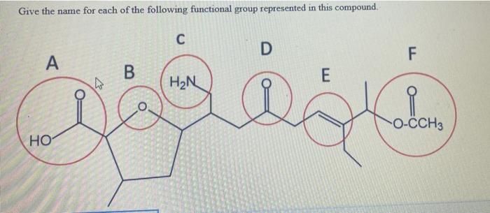 Solved Give the name for each of the following functional | Chegg.com