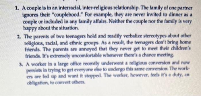 1. A couple is in an interracial, inter-religious | Chegg.com