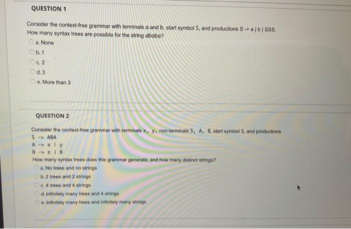 Consider the context-free grammar with terminals a | Chegg.com