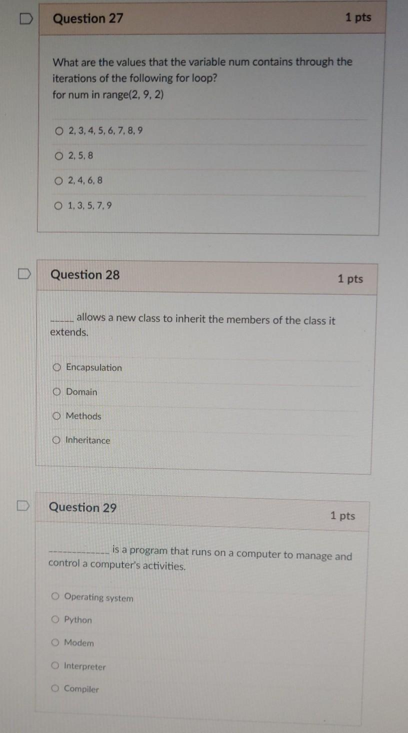 Solved 1 Pts Question 27 What Are The Values That The