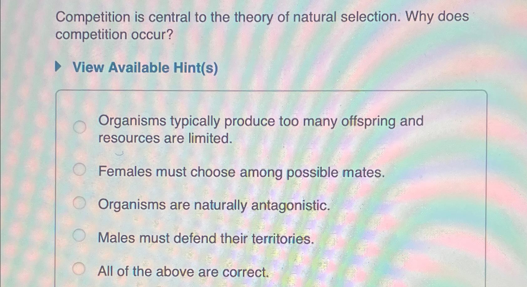 Solved Competition is central to the theory of natural | Chegg.com