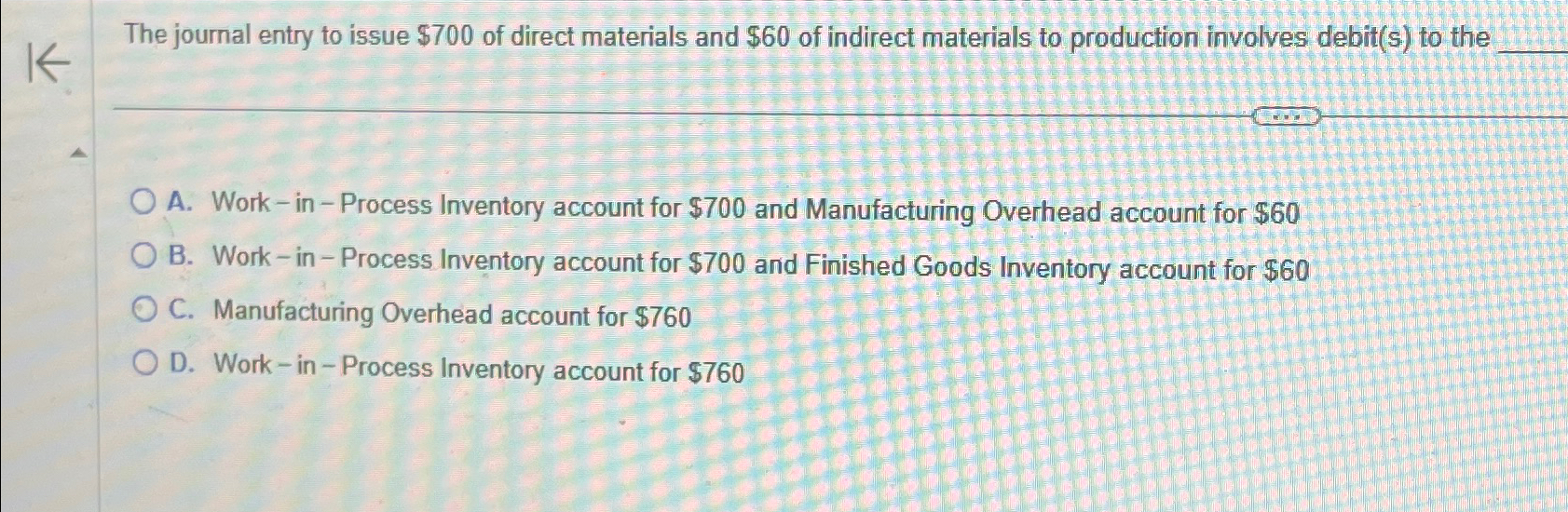 Solved The journal entry to issue $700 of direct materials | Chegg.com