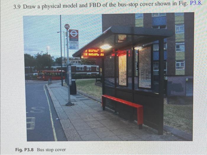 Solved 3.9 Draw a physical model and FBD of the bus-stop | Chegg.com