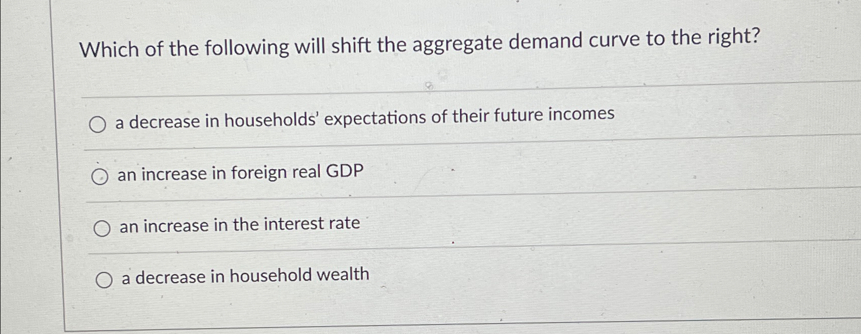 Solved Which of the following will shift the aggregate | Chegg.com