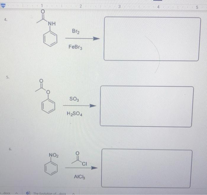 Solved 2 3 5 4 'NH Br2) FeBrg 5. 움 SO3 H2SO4 6 NO2) CI AICI: | Chegg.com