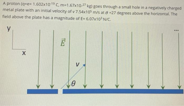 Solved A proton (q=e=1.602×10−19C,m=1.67×10−27 kg ) goes | Chegg.com