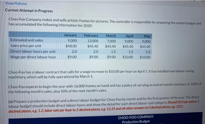 Solved View Policies Current Attempt in Progress Choo-Foo | Chegg.com