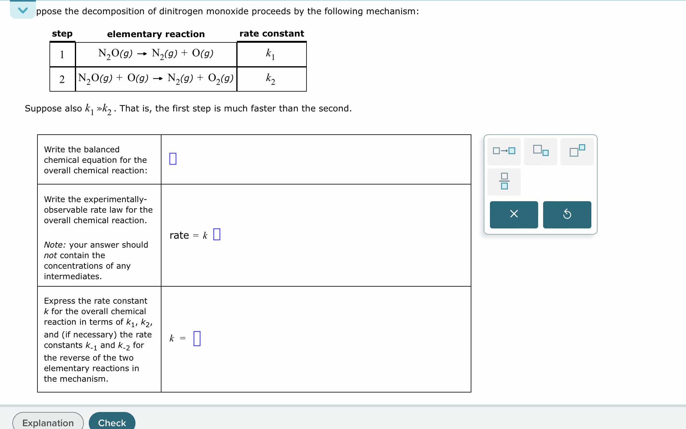 ppose the decomposition of dinitrogen monoxide | Chegg.com
