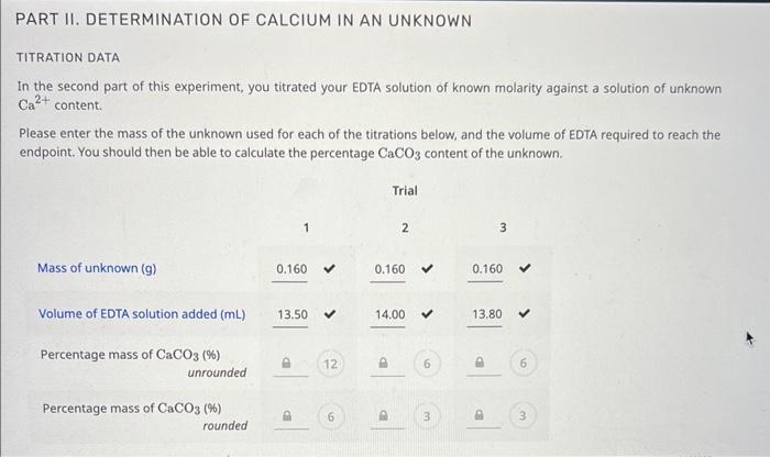 PART II. DETERMINATION OF CALCIUM IN AN UNKNOWN | Chegg.com
