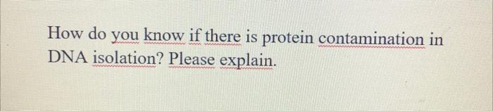 How do you know if there is protein contamination in | Chegg.com