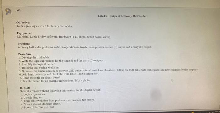Solved a binary half adder performs addition operation on | Chegg.com