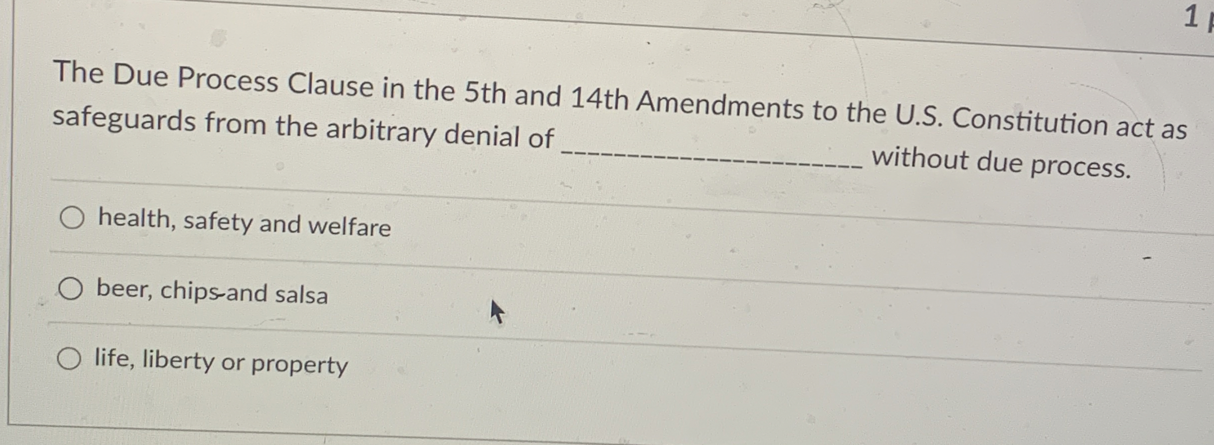 Solved The Due Process Clause in the 5th and 14th Amendments | Chegg.com