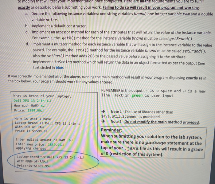 Solved a. Declare the following instance variables: one | Chegg.com