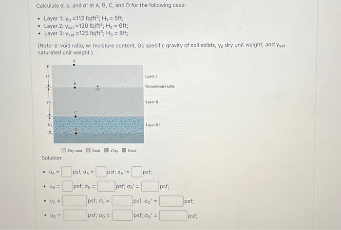 Solved Calculate σ,U, and σ2 at A,B,C, and D for the | Chegg.com