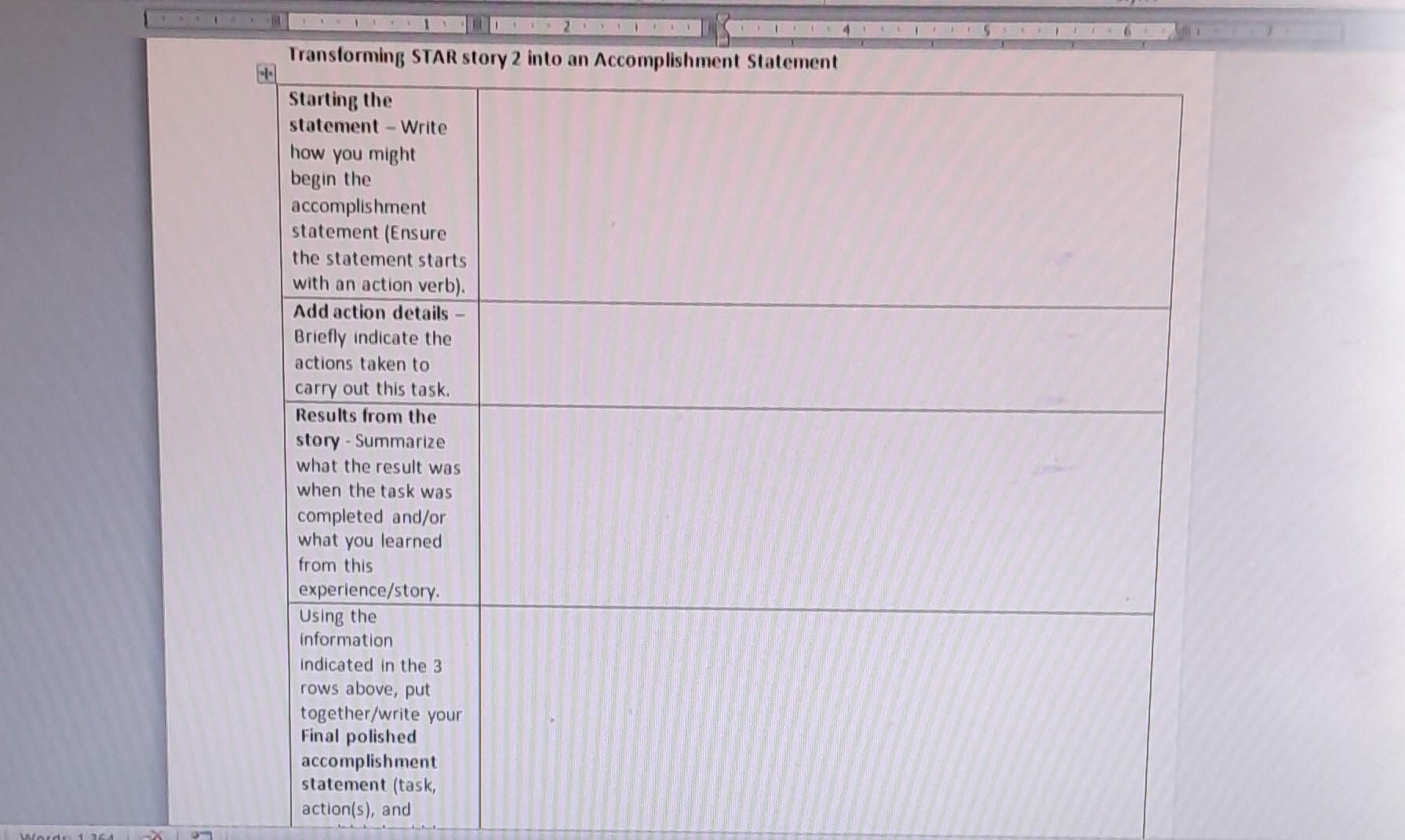 My STAR Stories and STAR statements Complete the | Chegg.com