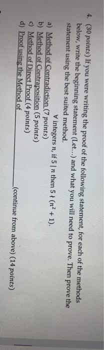 Solved 4. (30 points) If you were writing the proof of the | Chegg.com Solved 4. (30 points) If you were writing the proof of the | Chegg.com
