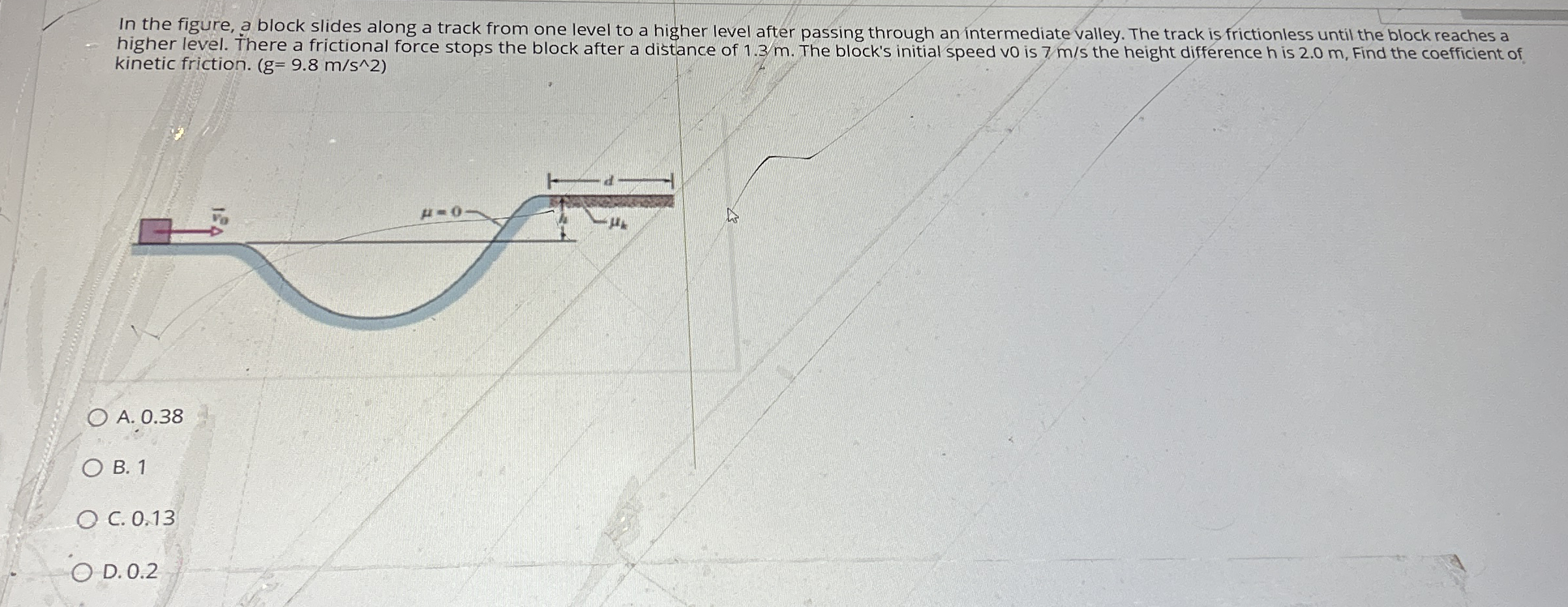 Solved In the figure, a block slides along a track from one | Chegg.com