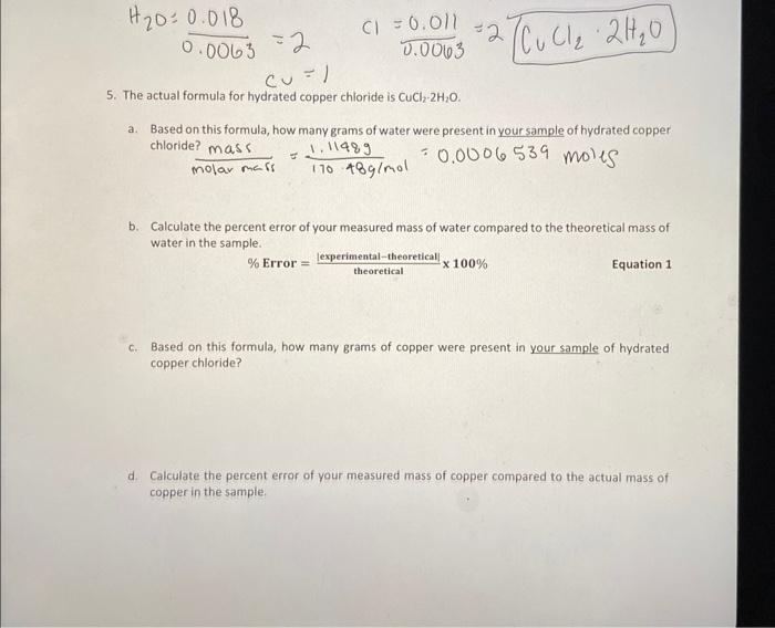 b. Calculate the percent error of your measured mass | Chegg.com