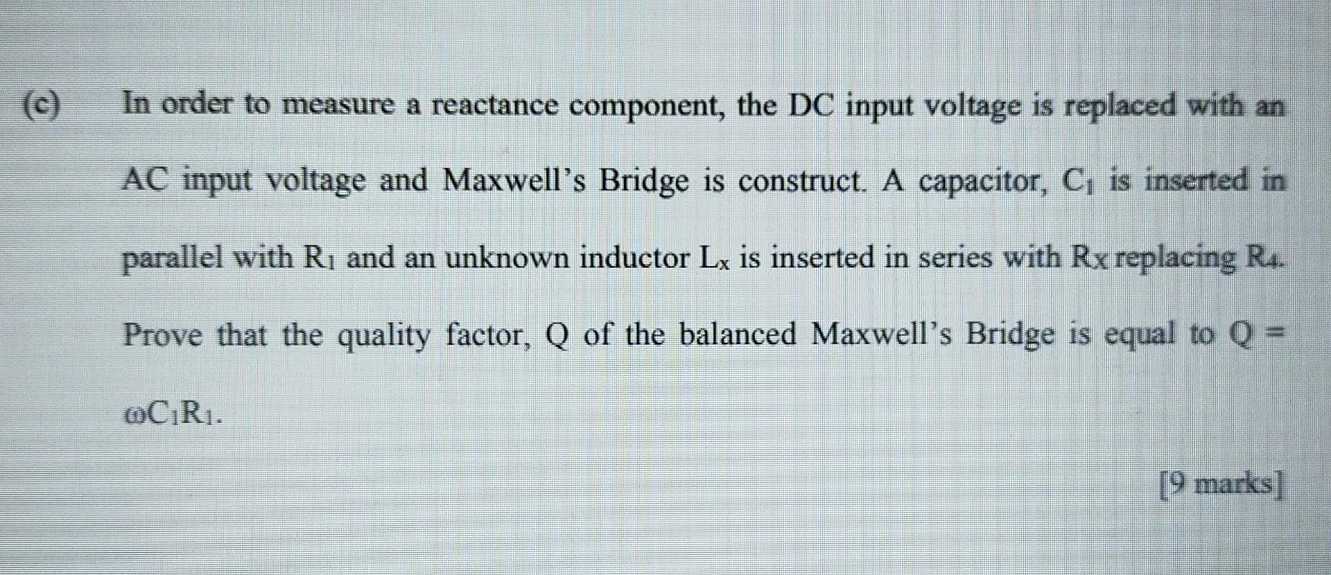 Solved In order to measure a reactance component, the DC | Chegg.com