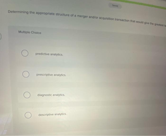 Solved Determining the appropriate structure of a merger | Chegg.com