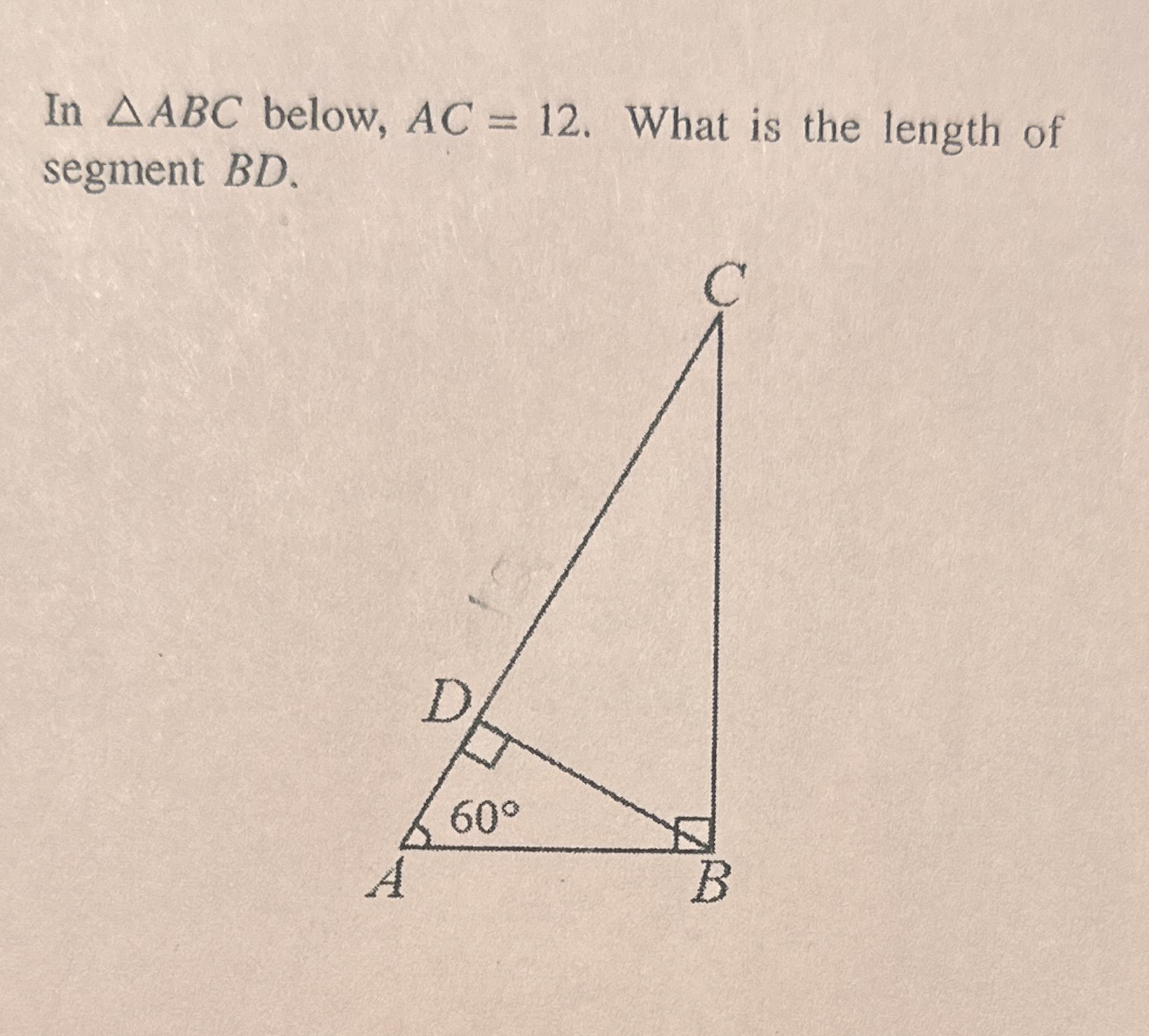 Solved In ABC below, AC=12. ﻿What is the length ofsegment | Chegg.com