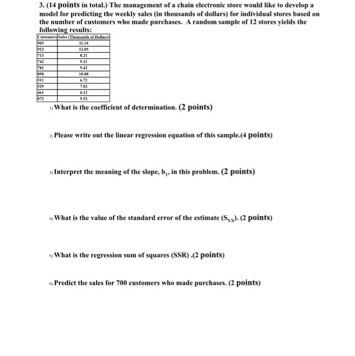 Solved 3. (14 points in total.) The management of a chain | Chegg.com