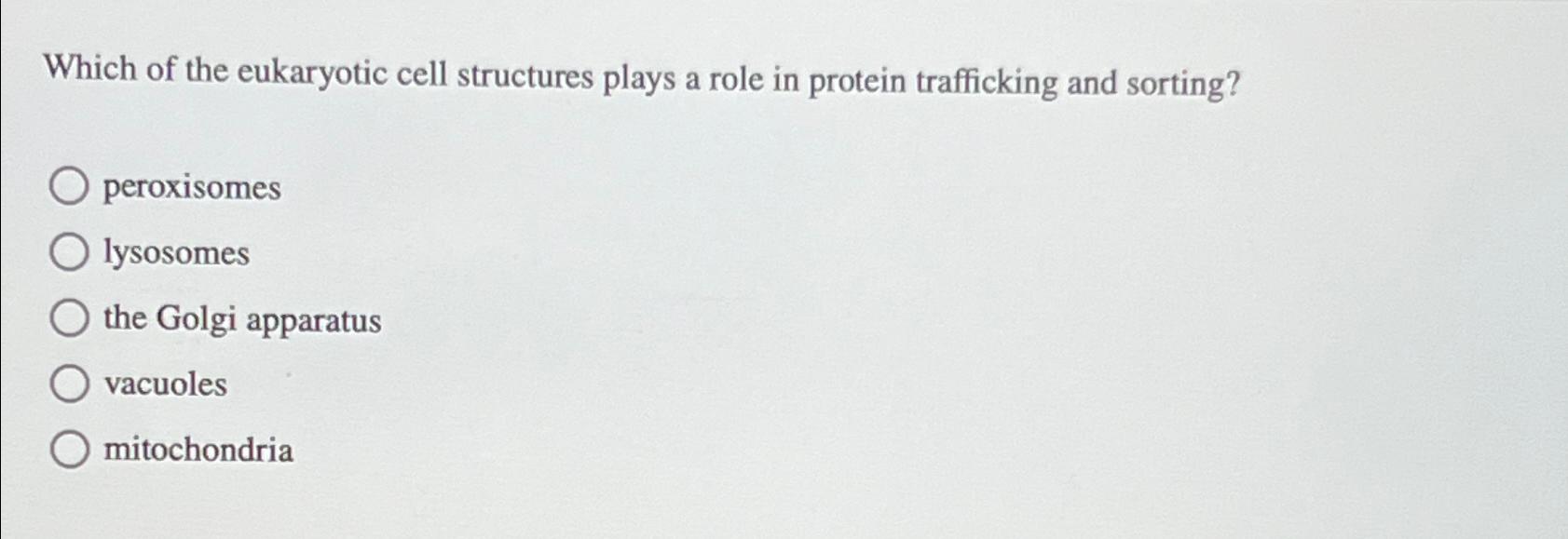 Solved Which of the eukaryotic cell structures plays a role | Chegg.com